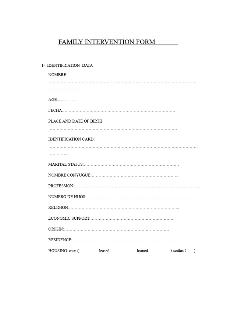 Family Intervention Sheet | PDF