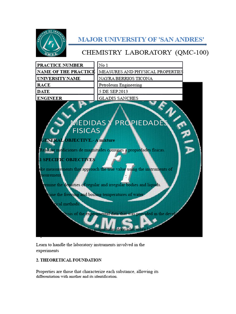 Physical Properties Measurement Lab Guide | PDF | Density | Gases