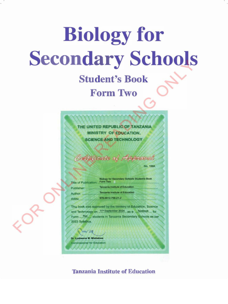 Biology Form 2 Tie New Syllabus | PDF