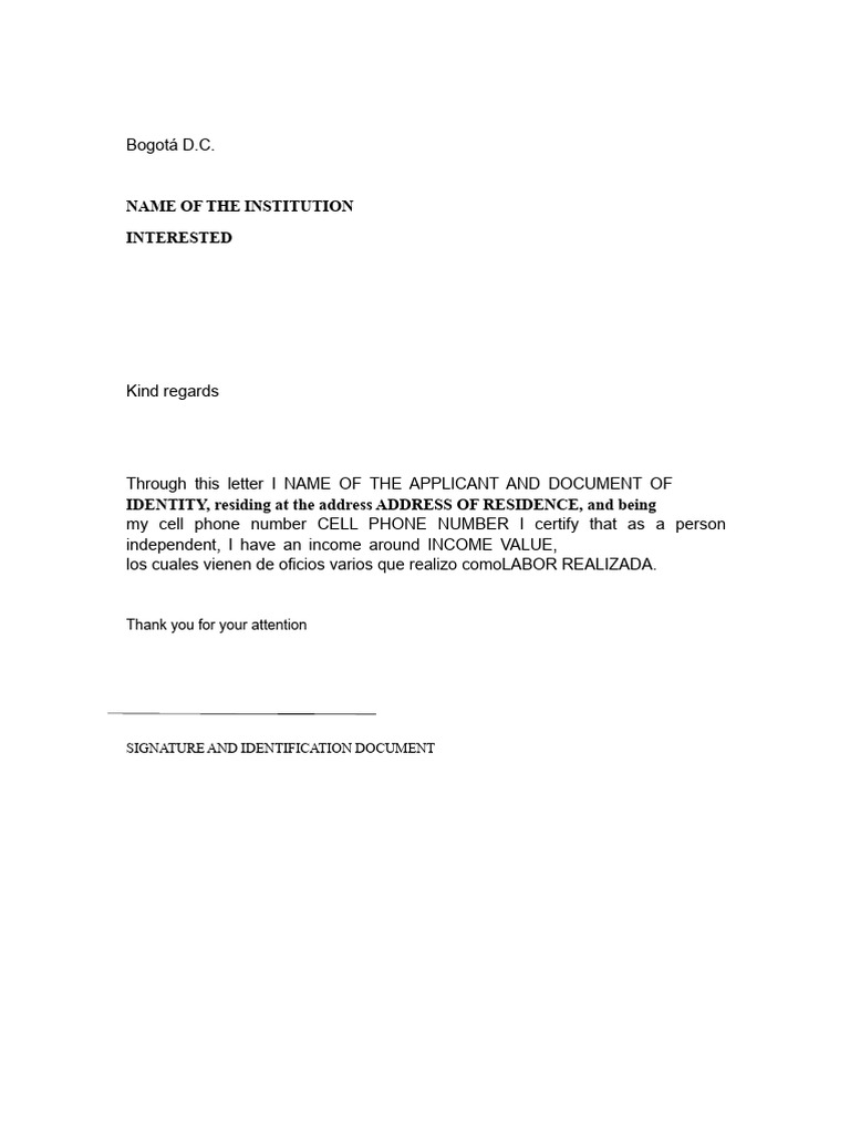 Example of A Letter of Income | PDF