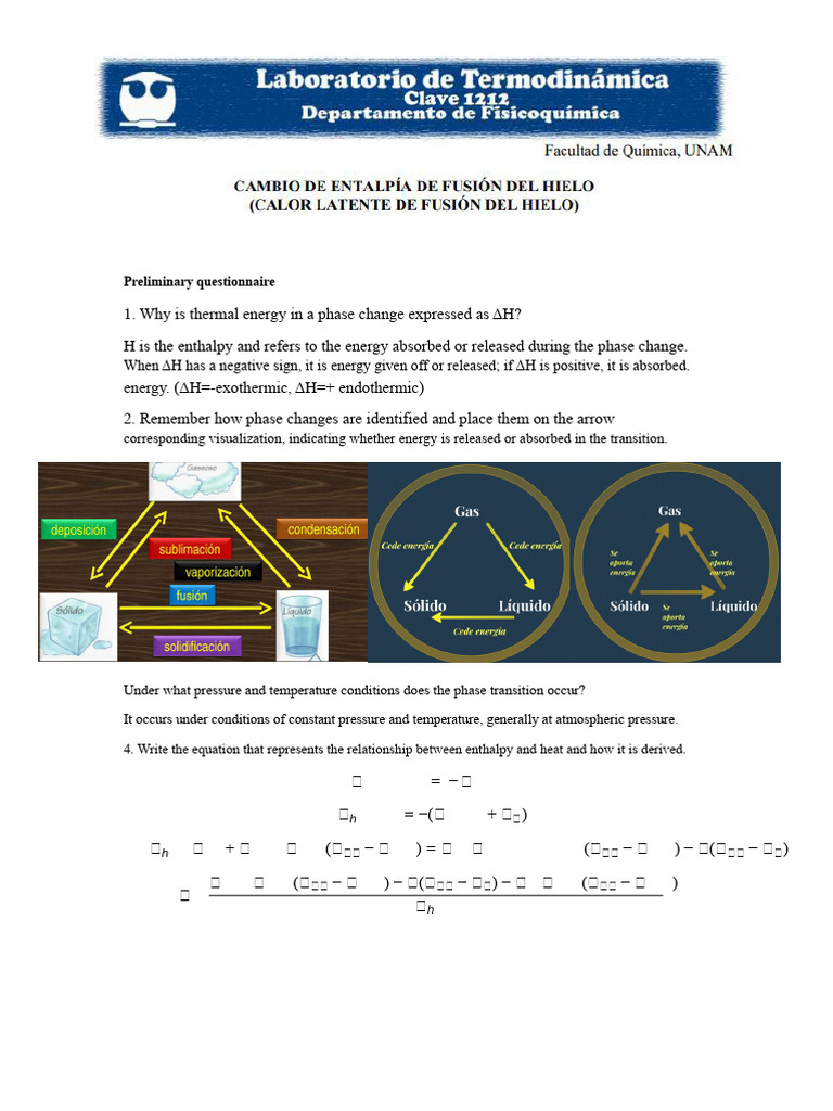 Prior Practice 8 Change of Enthalpy of Fusion of Ice | PDF | Phase ...