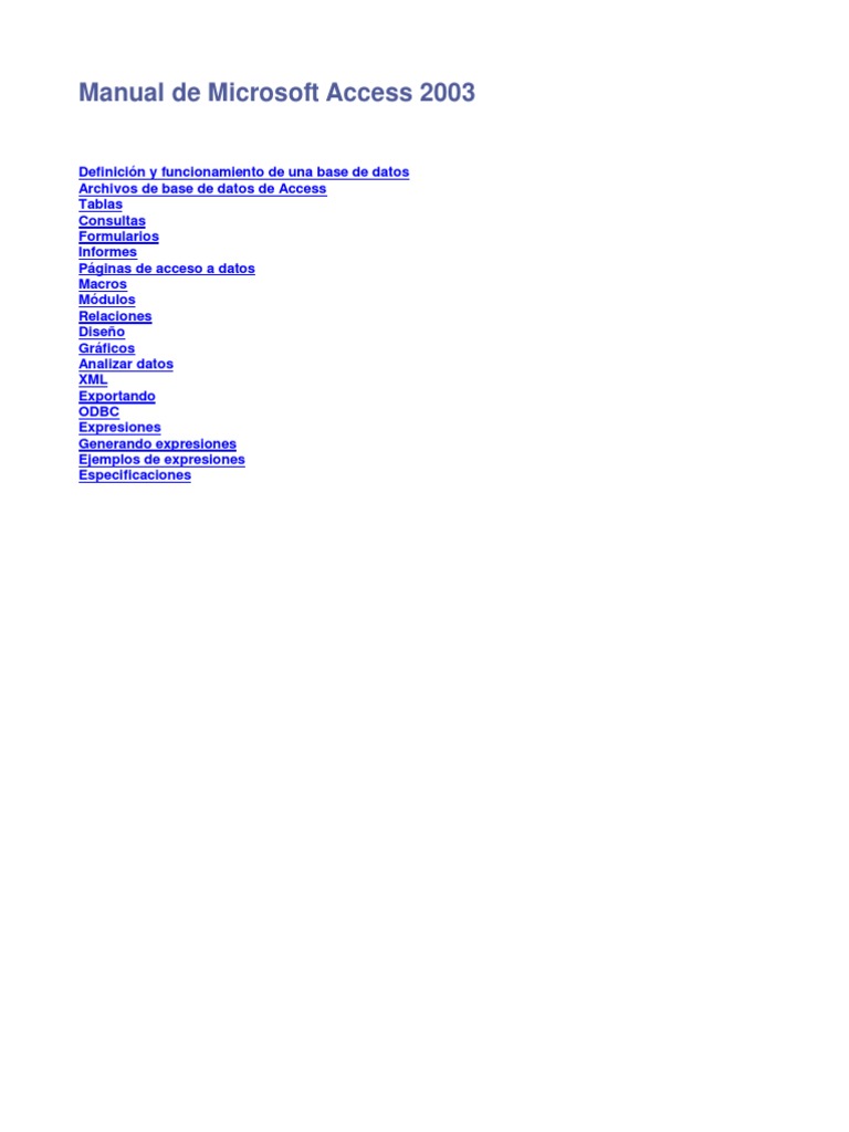 Manual de Microsoft Access 2003 | PDF | SQL | Tabla (base de datos)