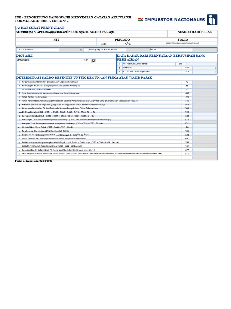 Formulir 500 - Kosong | PDF