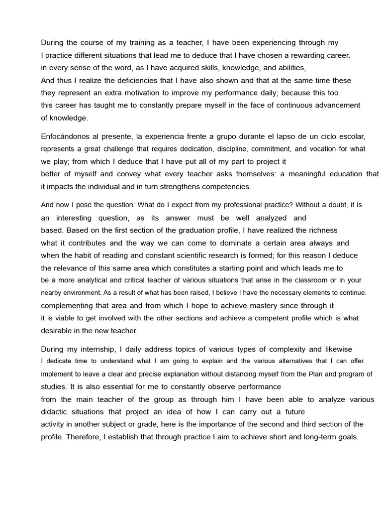 Essay, What I Expect From My Teaching Practice | PDF | Teachers | Knowledge