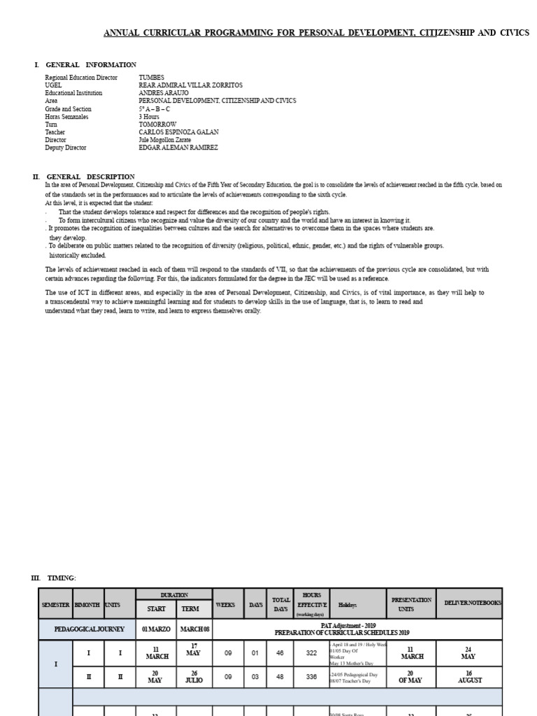 Personal Development, Citizenship and Civics - 5th | PDF | Educational ...