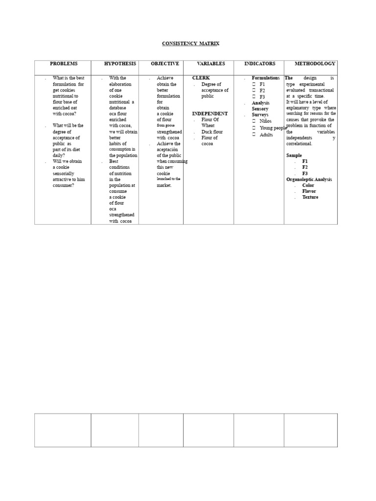 Consistency Matrix Example | PDF