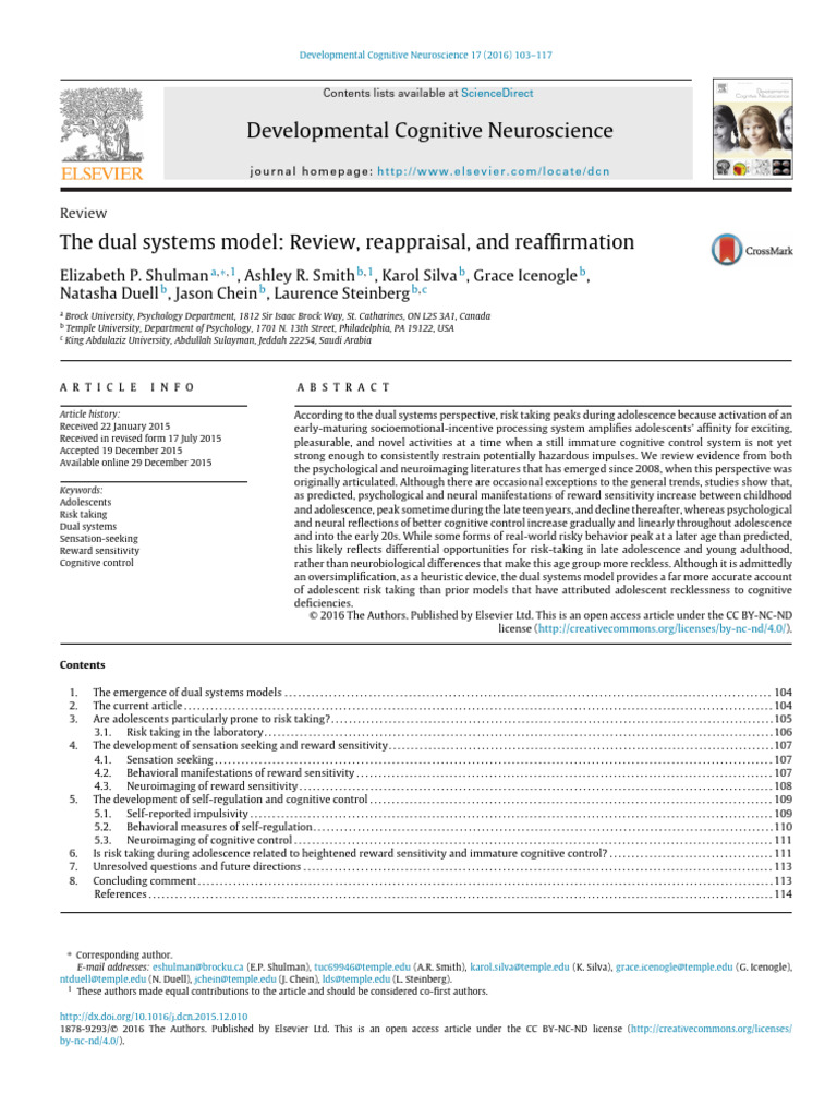 Shulman Et Al (2015) - Dual Systems Model | PDF | Adolescence ...