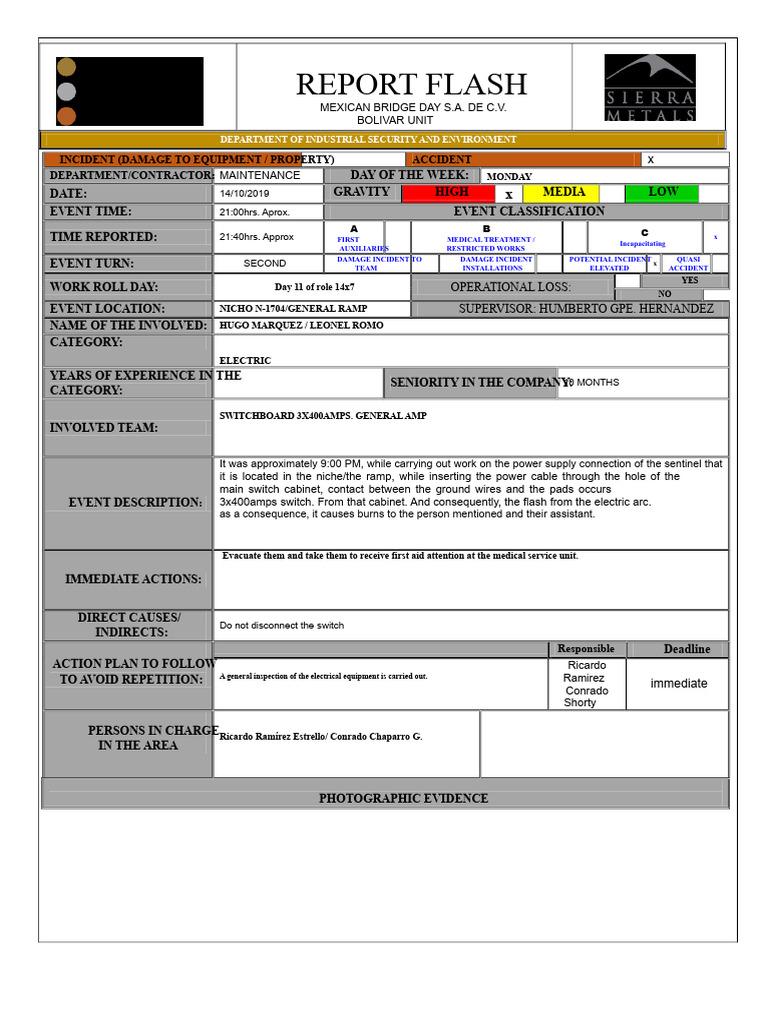 Flash Report Class C Accident | PDF | Power (Physics) | Electrical ...