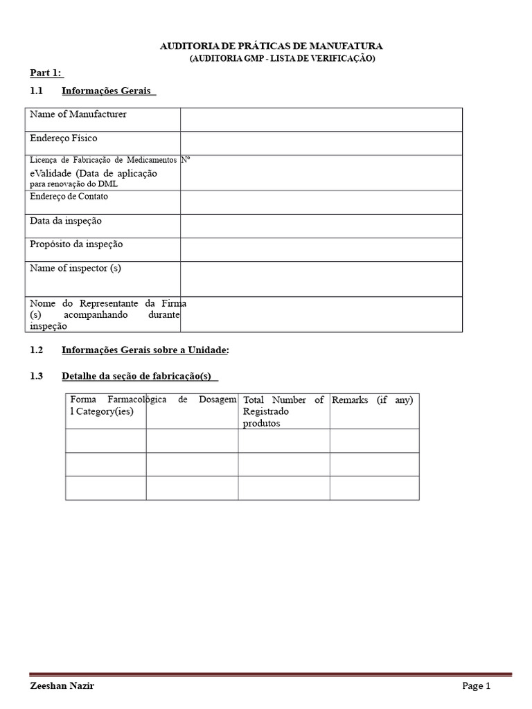 Lista de Verificação de Auditoria GMP-2018 | PDF | Esterilização ...