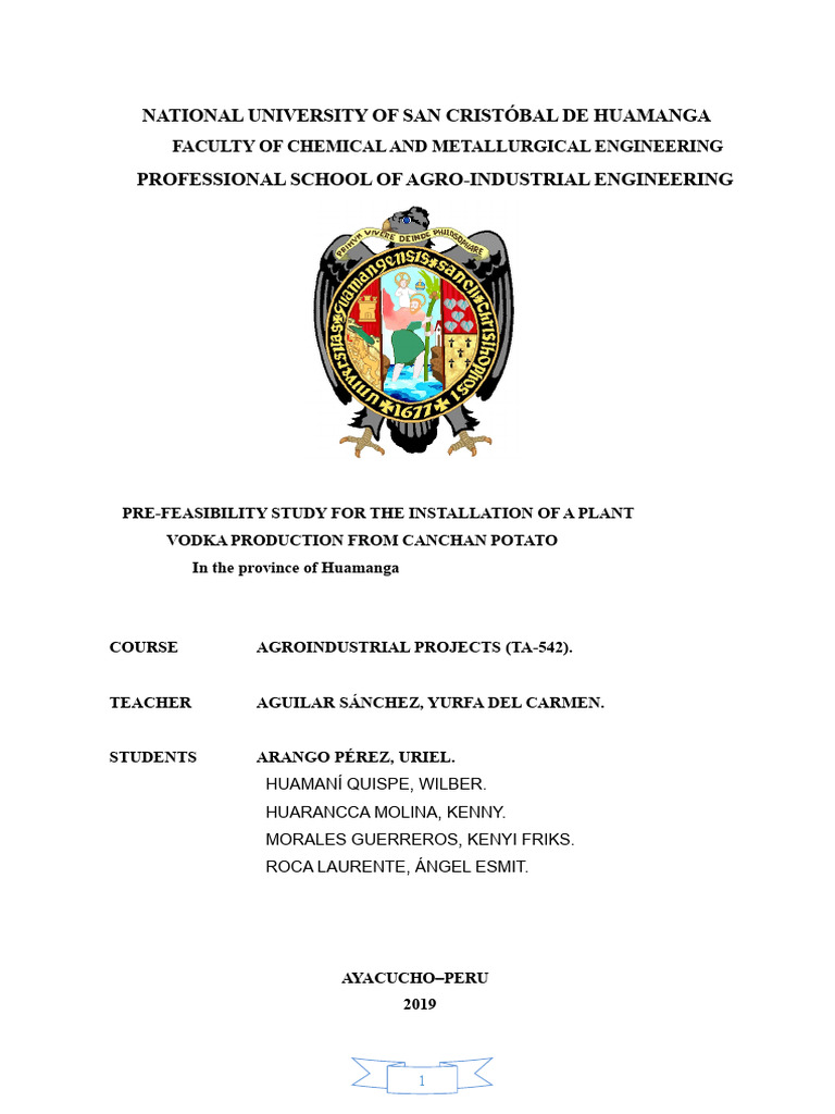 Vodka Production Plant Feasibility Study | PDF | Alcoholic Beverages ...