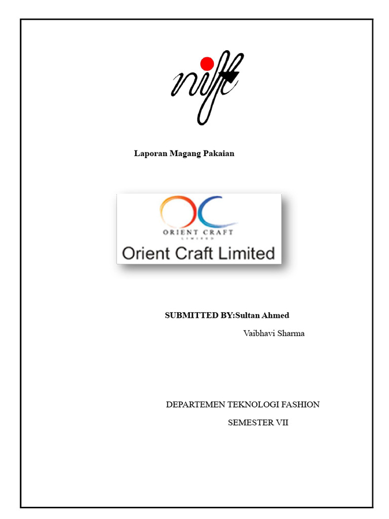 Laporan Magang Produksi Pakaian di Orient Craft | PDF