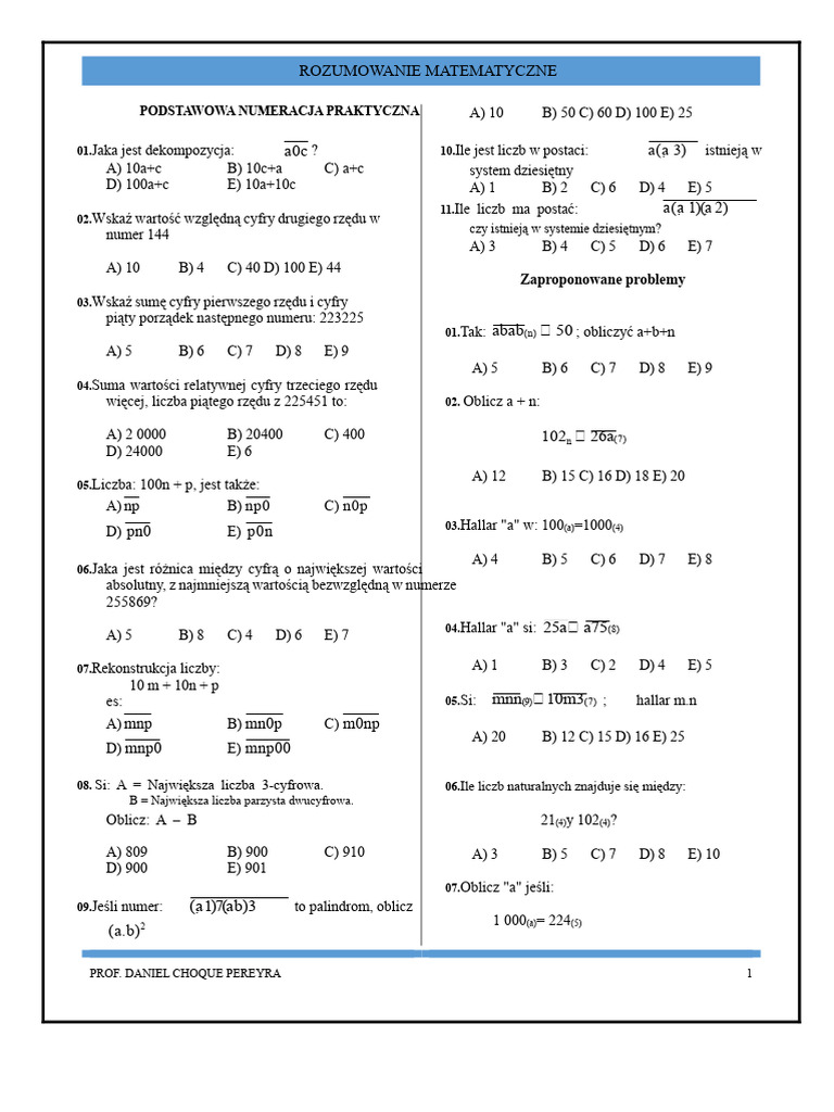 Numeracja Zbiory Preca | PDF