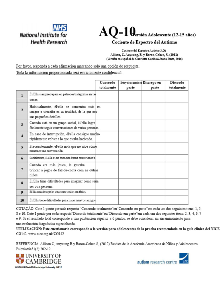 Aq - 10 | PDF | Autismo | Conceptos psicologicos