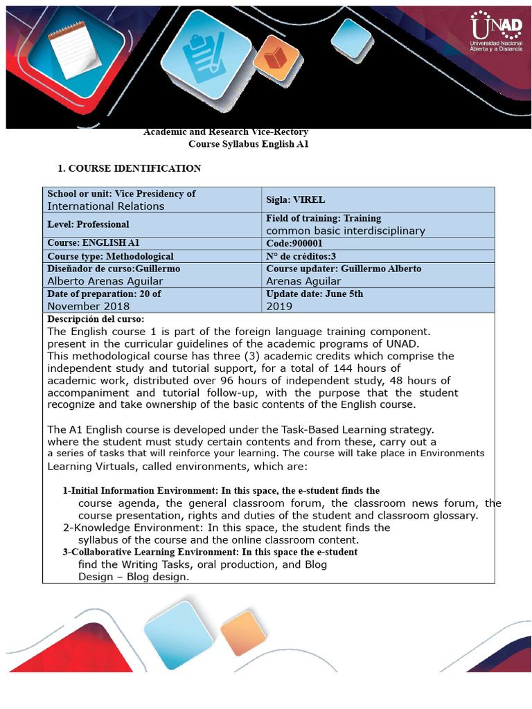 Syllabus English A1 | PDF | Reading Comprehension | Learning