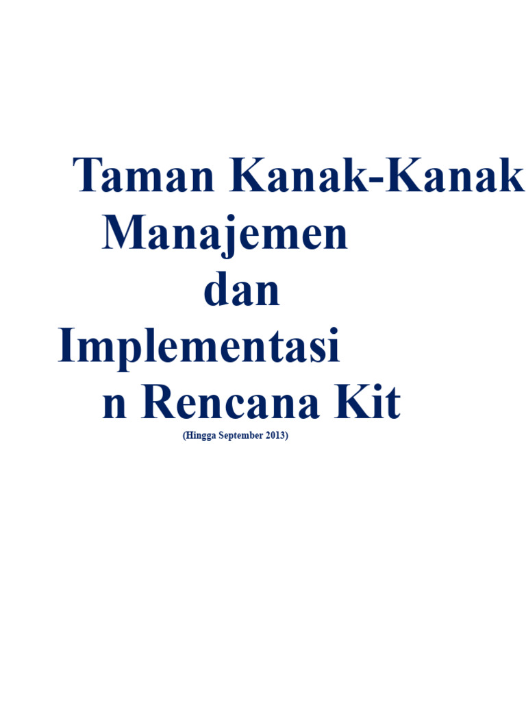 Template Rencana Manajemen dan Implementasi Taman Kanak-Kanak | PDF