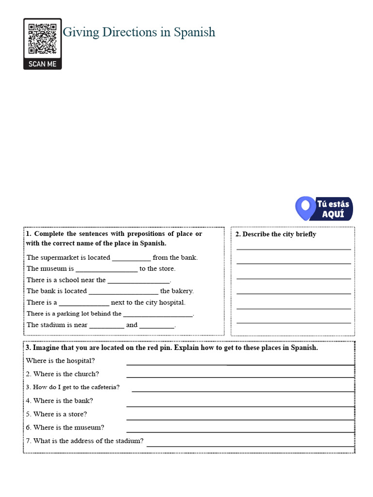 Giving Directions in Spanish Exercises PDF With Answers | PDF