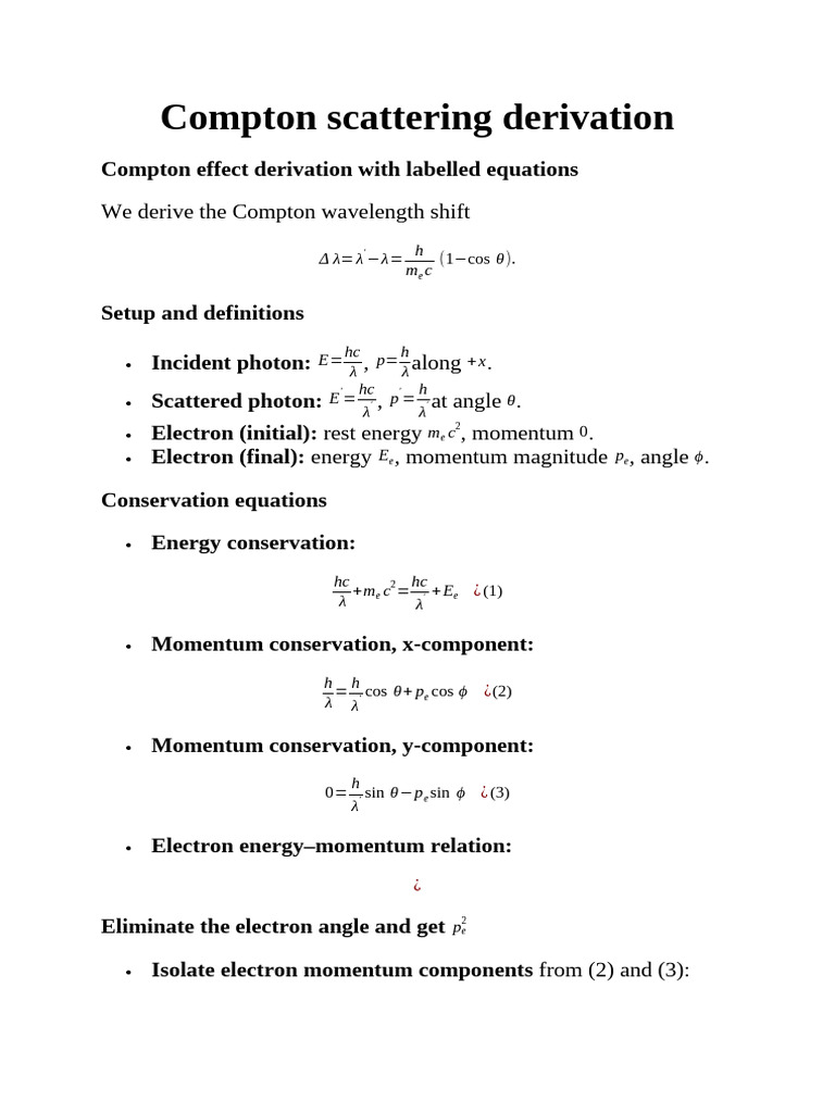Compton Scattering Derivation K | PDF | Condensed Matter Physics | Atomic