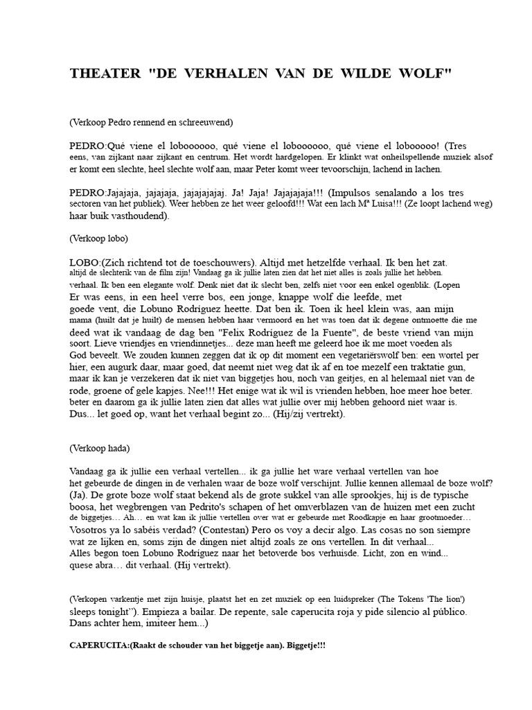 Theaterstuk de Verhalen Van de Woeste Wolf | PDF