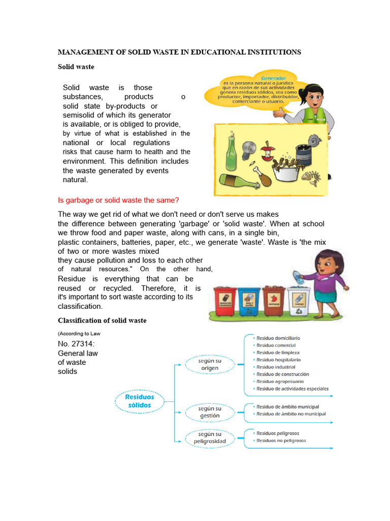 Management of Solid Waste in Educational Institutions | PDF | Waste ...