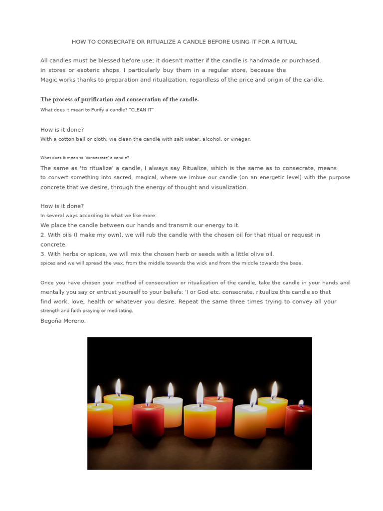 How To Consecrate or Ritualize A Candle Before Using It | PDF