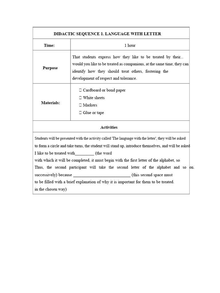 Didactic Sequences for Respect and Tolerance | PDF | Learning | Cognition