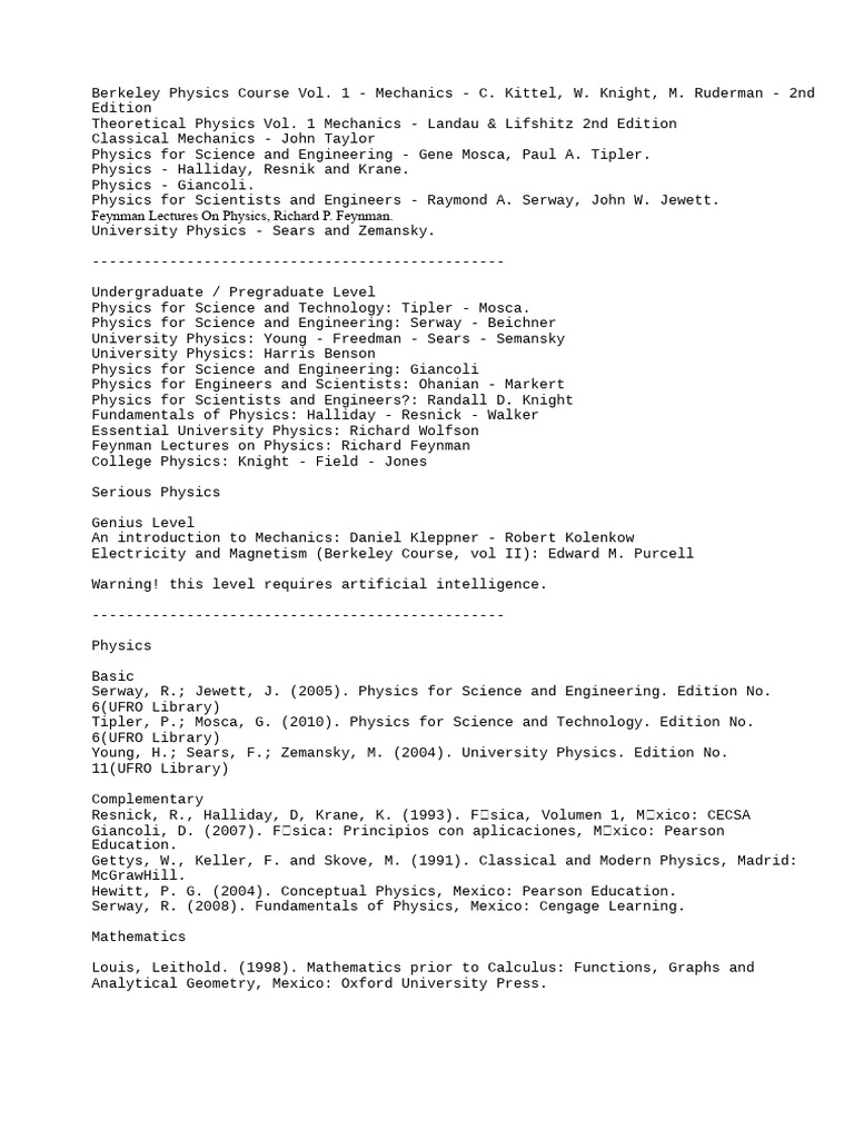 Physics Books | PDF | Physics | Science