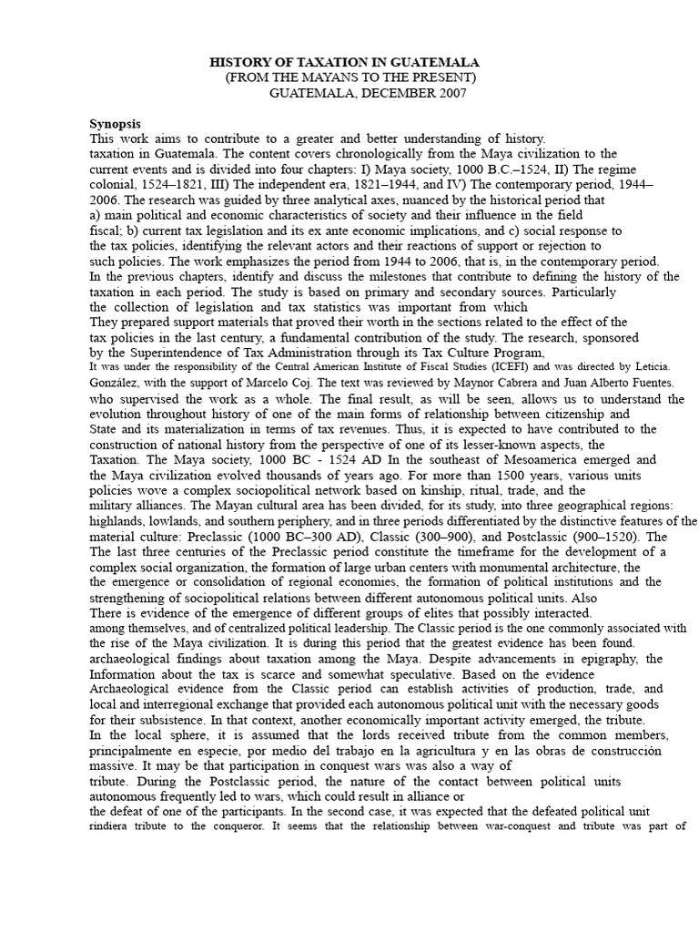 HISTORY OF TAXATION IN GUATEMALA | PDF | Taxes | Maya Civilization