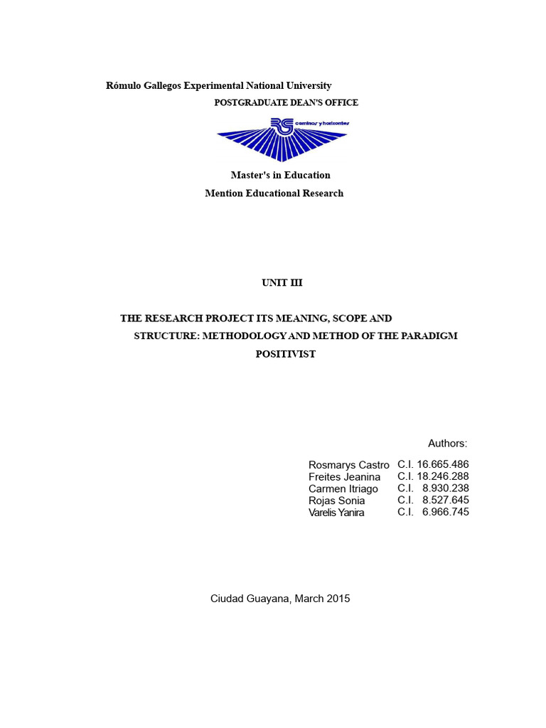Methodology of Research Work Under The Positivist Paradigm | PDF ...