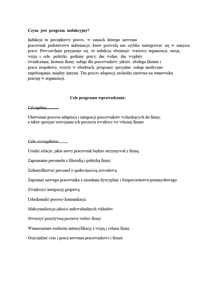 Co To Jest Program Wprowadzający? | PDF