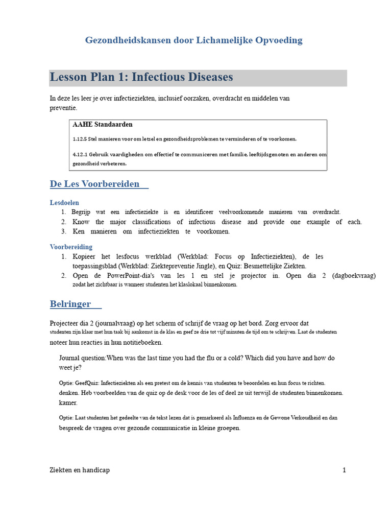 HOPE Infectieziekten Lesplan | PDF