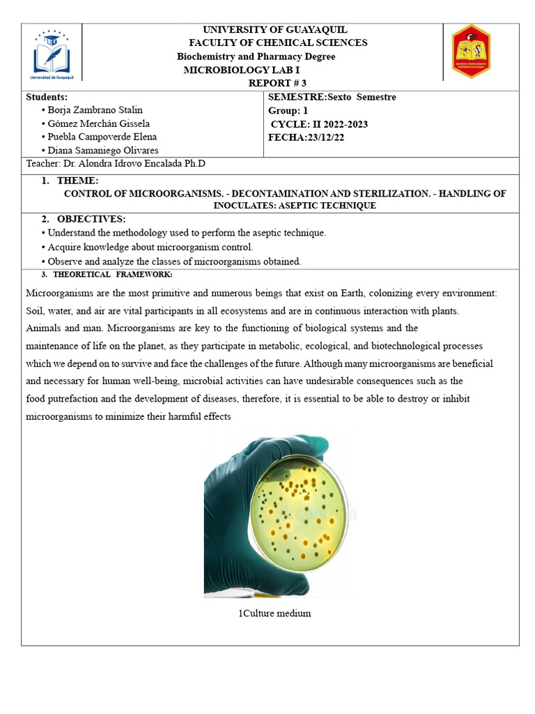 Report 3 Control of Microorganisms | PDF | Microbiology | Biology