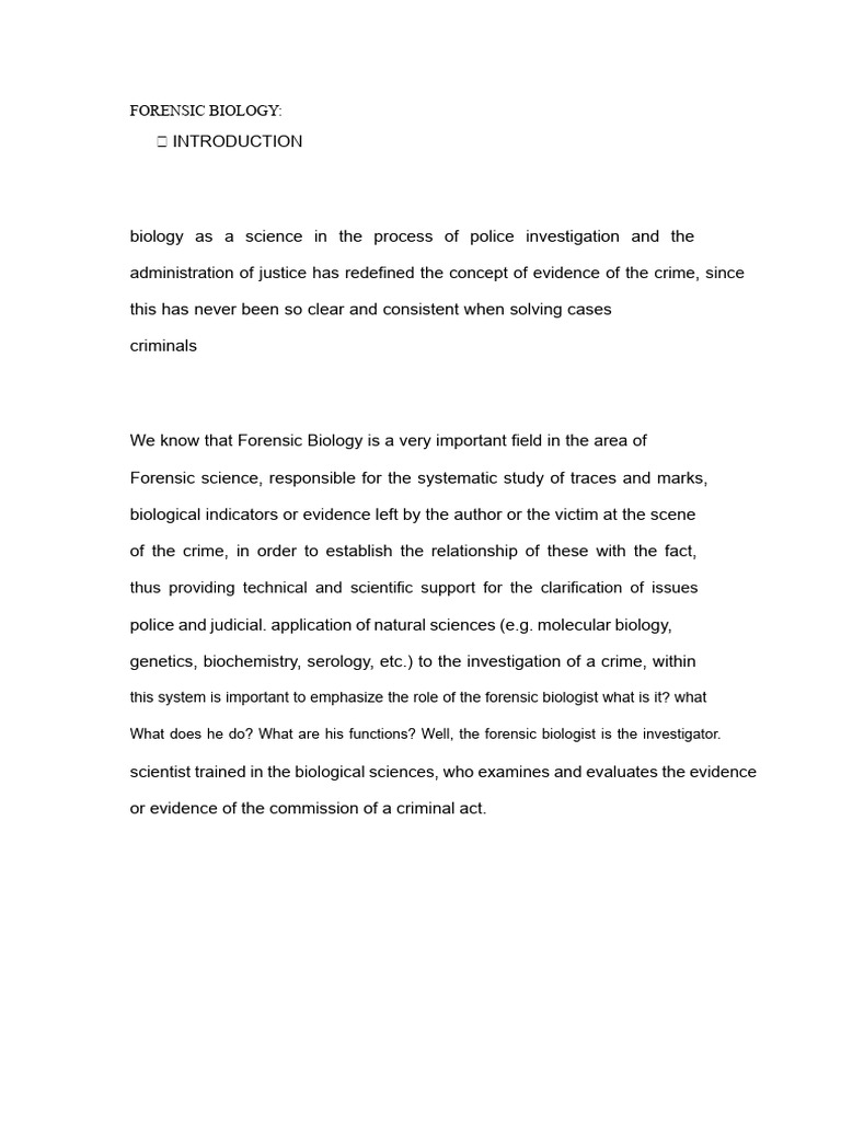 Forensic Biology: Evidence in Crime Solving | PDF | Forensic Science ...