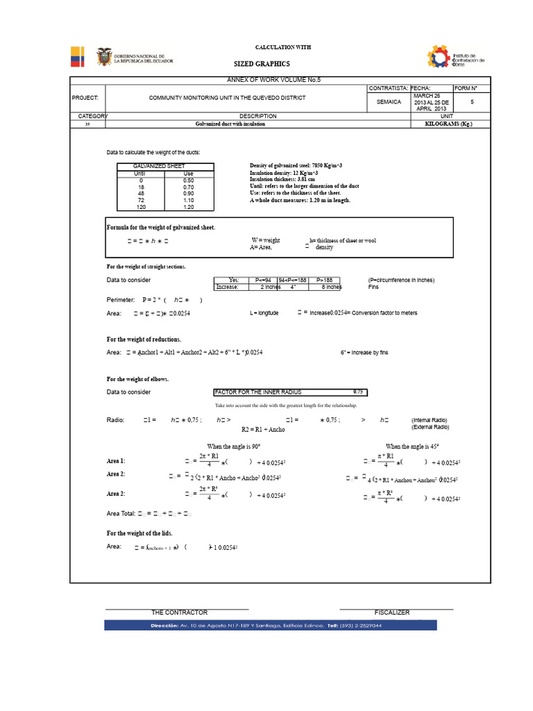 Weight Formula for Ducts | PDF | Density | Area
