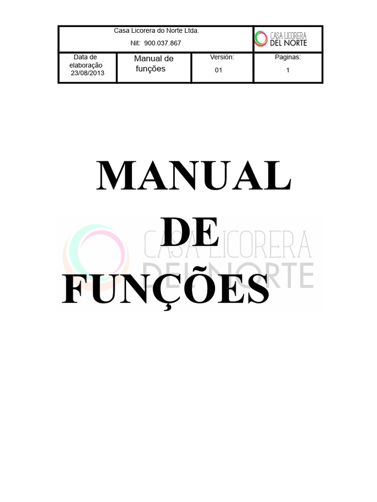 Manual de Funções da Casa Licorera | PDF | Gestão de recursos humanos ...