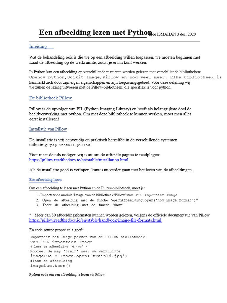 Een Afbeelding Lezen Met Python | PDF