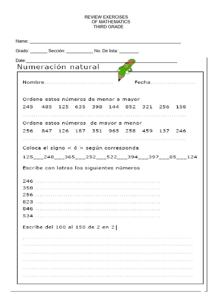 MATHEMATICS EXERCISES 3rd Grade.pdf | PDF
