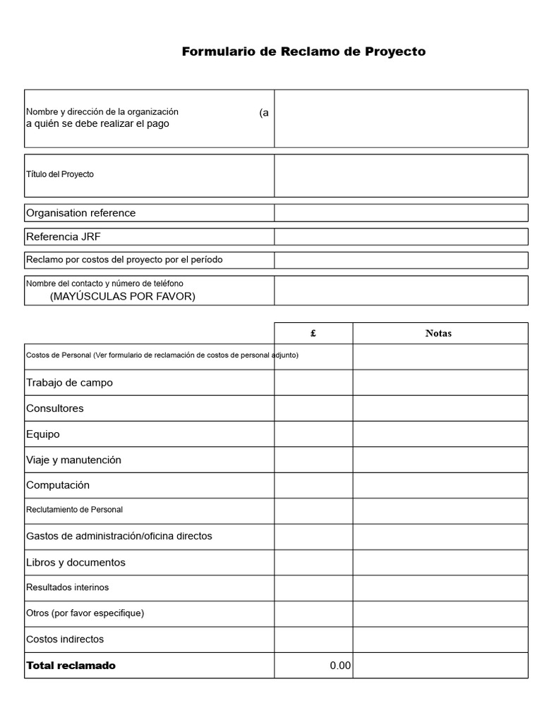 formulario-de-reclamo-del-proyecto.xls | PDF | Relaciones laborales ...
