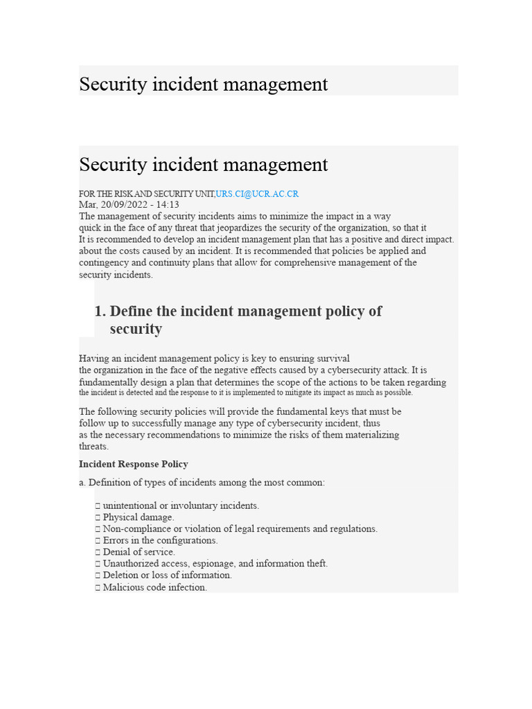 Effective Security Incident Management Guide | PDF | Security ...