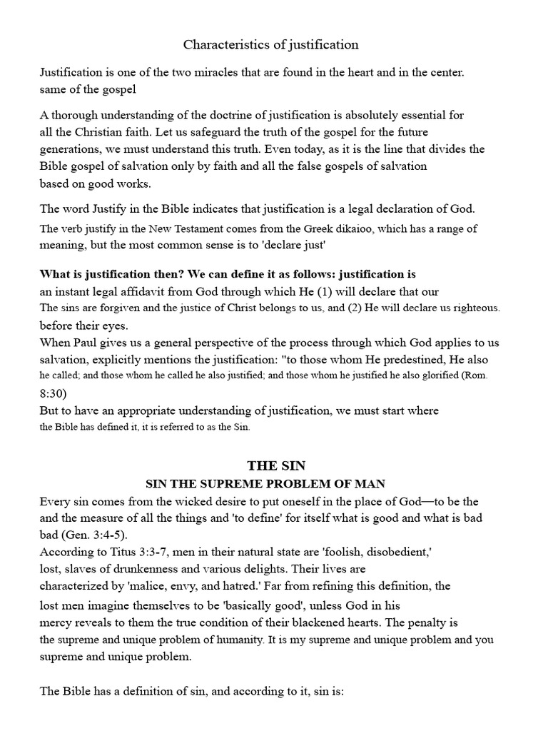 Characteristics of Justification | PDF | Justification (Theology ...