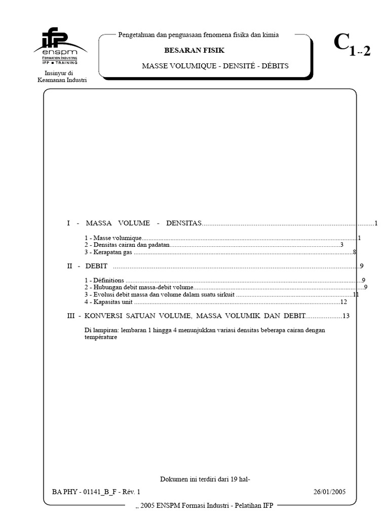 C1 - Besaran Fisik - Massa Jenis - Densitas - Debit | PDF
