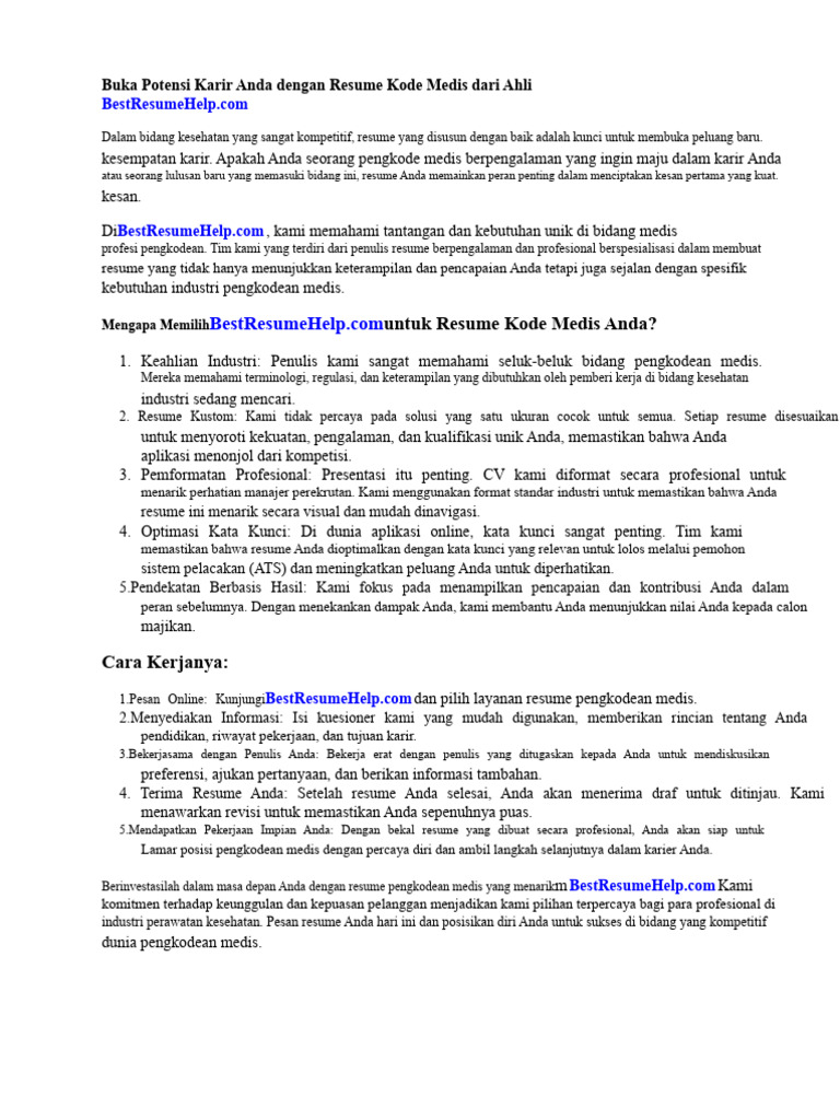 Resume Kode Medis untuk Karir Sukses | PDF