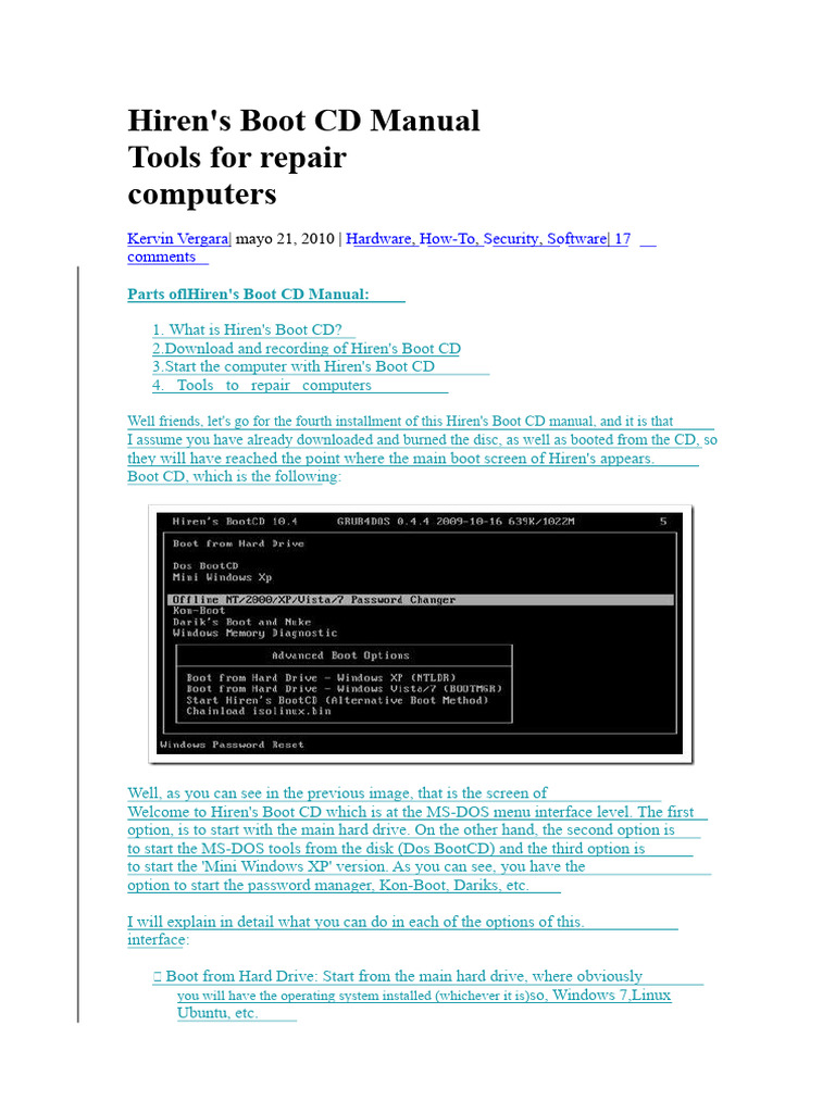 Hiren's Boot CD Manual | PDF | Booting | Microsoft Windows