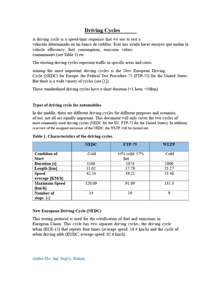 Overview of Driving Cycles for Vehicles | PDF | Motor Vehicle | Vehicle ...