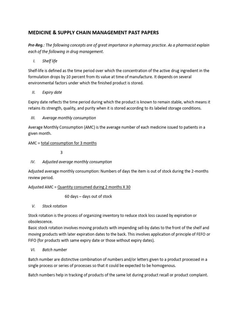 Supply Chain Past Papers | PDF | Invoice | Medical Prescription