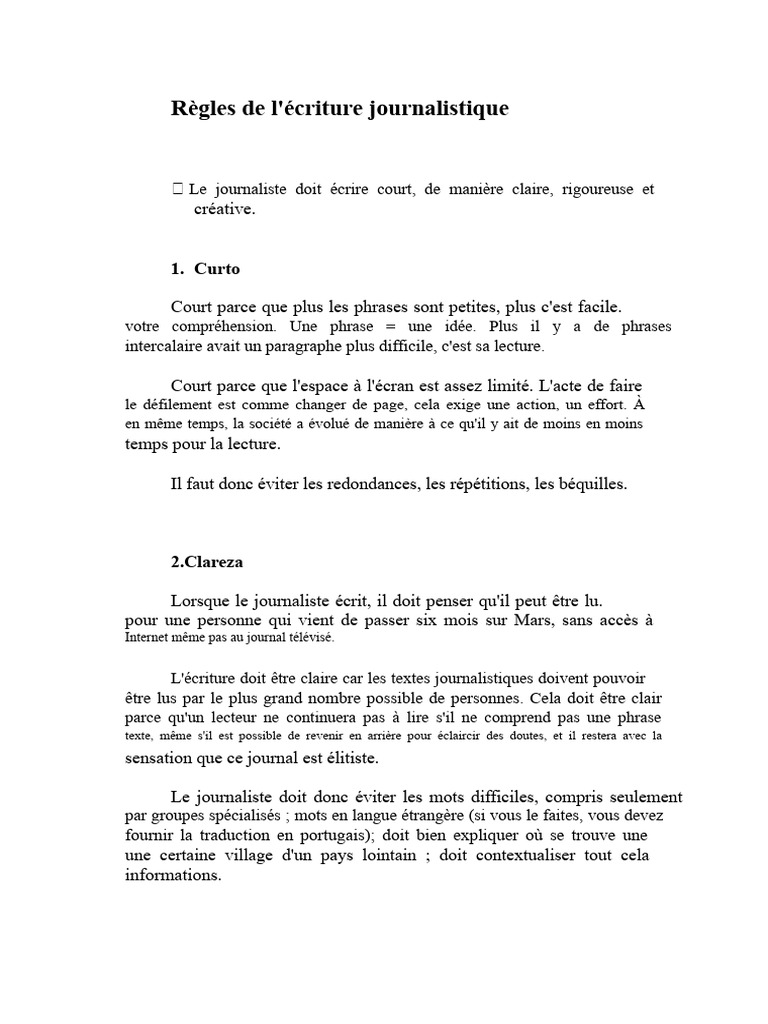 Règles essentielles de l'écriture journalistique | PDF | Journalisme