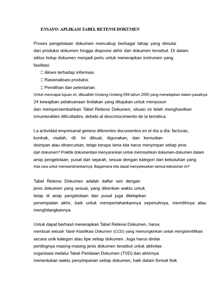 Panduan Tabel Retensi Dokumen Efektif | PDF