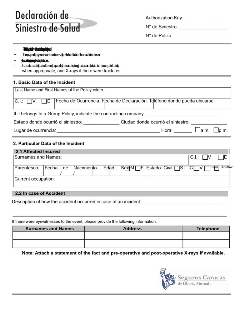 Claims Declaration Seg Caracas | PDF | Insurance | Medicine