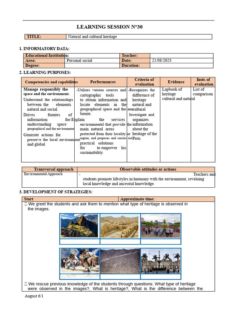 6th GRADE - SESSIONS FROM AUGUST 21 TO 25 | PDF | Tourism | Color