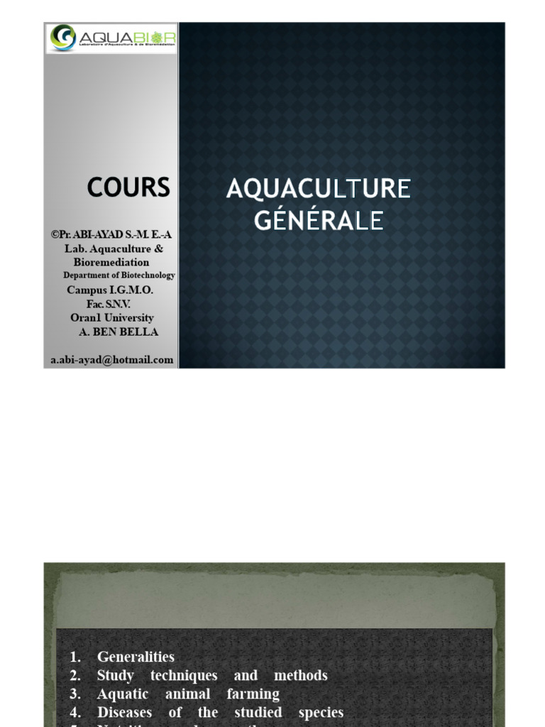 General Aquaculture Course | PDF | Aquaculture | Fishery