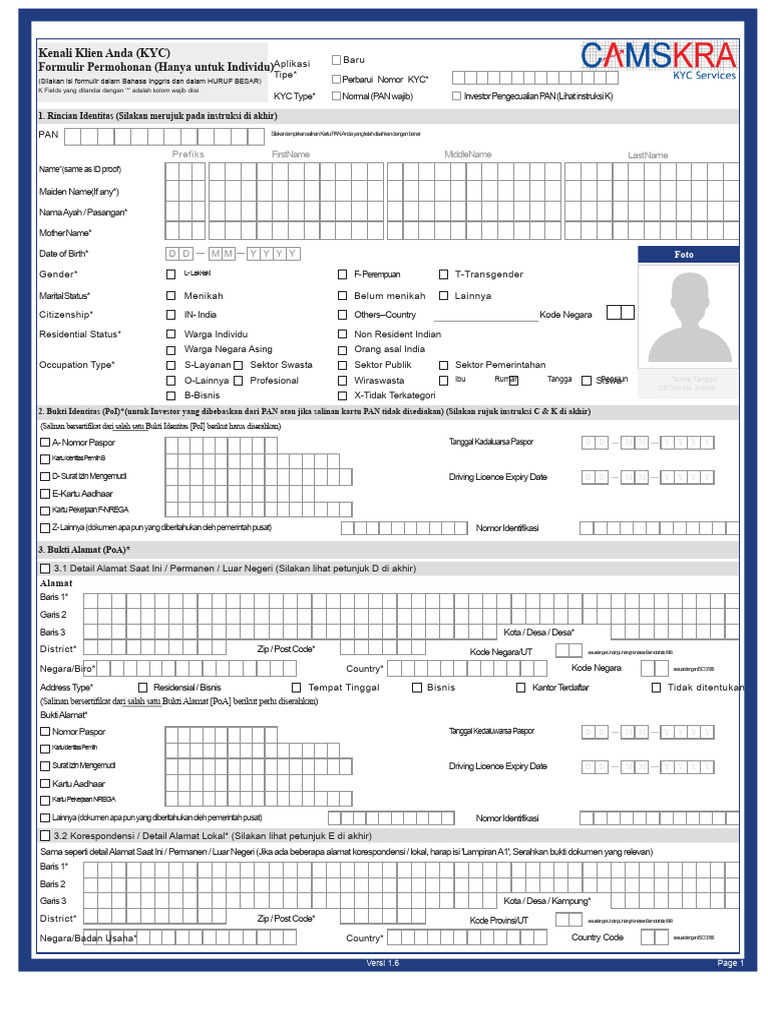 CKYC-Formulir Individu 1-2 PDF | PDF